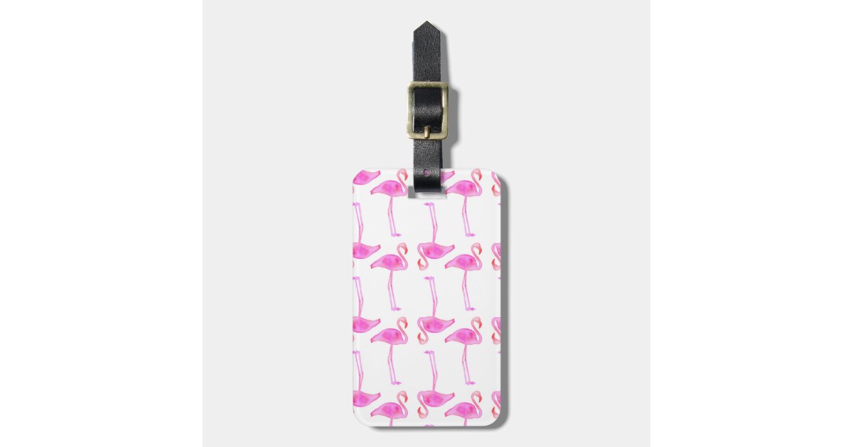 Custom Name Pink Flamingo Pattern Luggage Tag | Zazzle