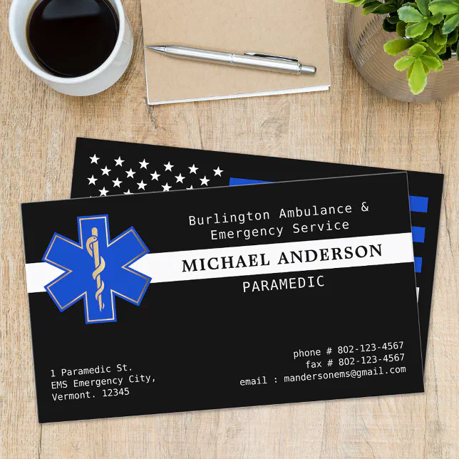 Custom Paramedic EMS Emergency Technician Logo Business Card | Zazzle
