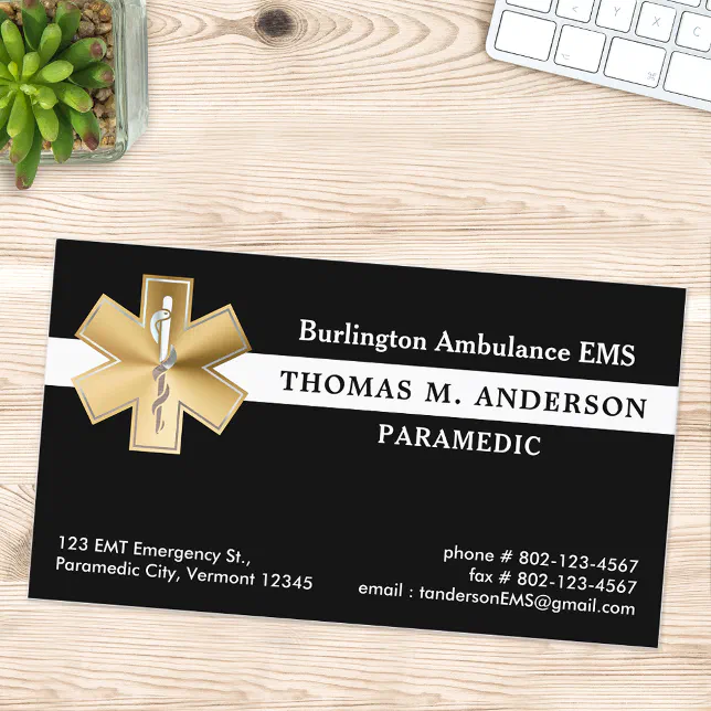 Custom Paramedic EMS EMT Ambulance Emergency Business Card | Zazzle