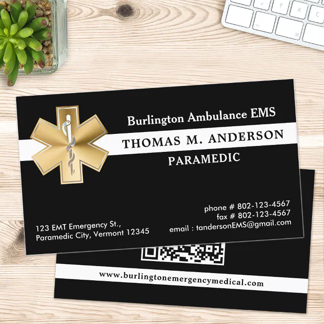 Custom Paramedic EMS EMT Ambulance Medical QR Code Business Card | Zazzle