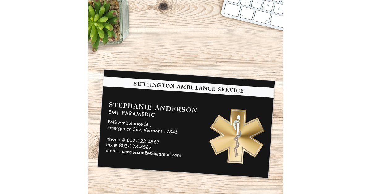 Custom Paramedic EMT EMS Emergency Medical Logo Business Card | Zazzle