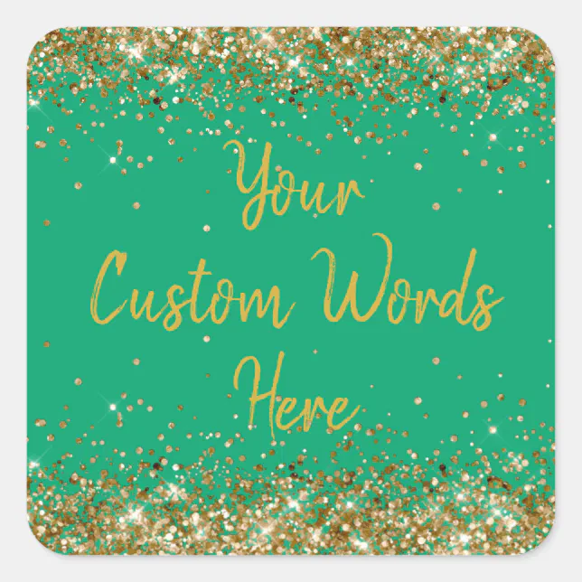 Custom Party Favour Personalised Birthday Green Square Sticker | Zazzle