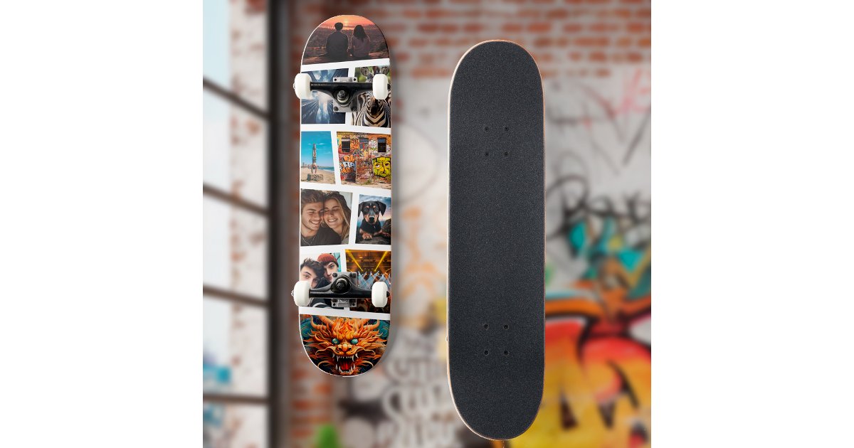 Custom Personalised Photo Collage Skateboard | Zazzle