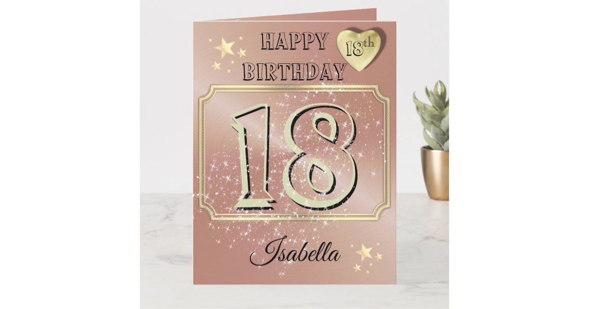 Custom Personalised Rose Gold 18th Birthday Card | Zazzle