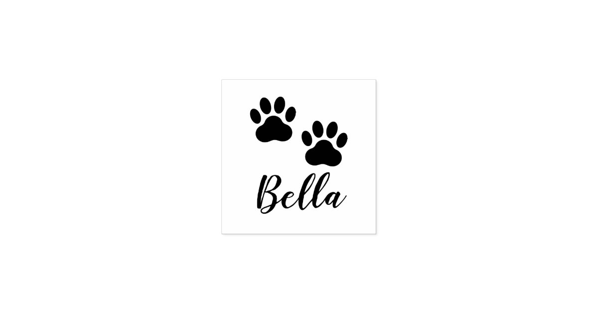 Custom Pet Name Paw Prints Signature Rubber Stamp | Zazzle.co.uk