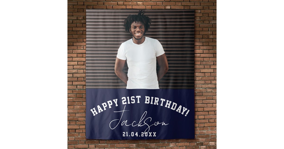 Custom Photo 21st Birthday Party Wall Backdrop Tapestry | Zazzle