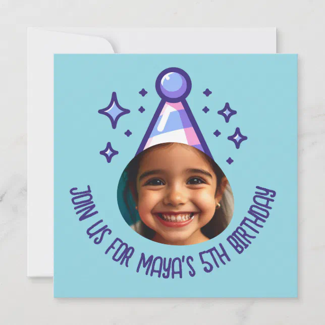 Custom Photo Birthday Party Hat Invitation | Zazzle