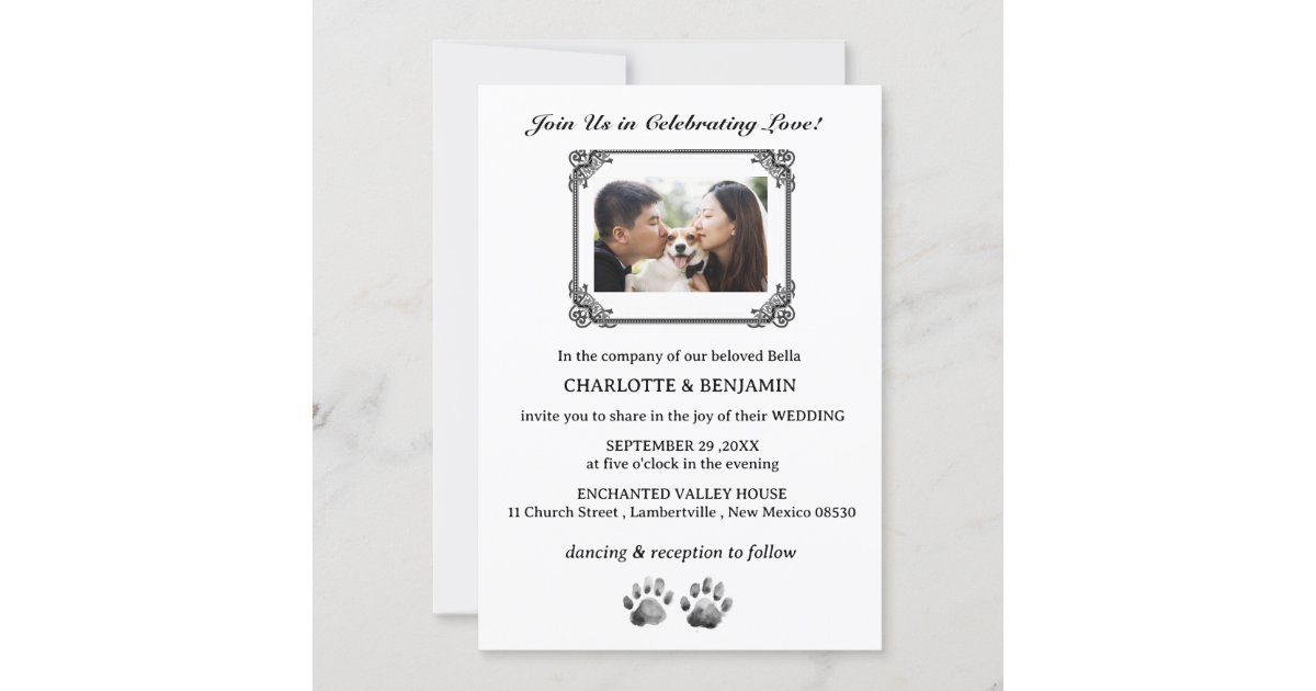 Custom Photo Dog Theme Wedding Invitation | Zazzle