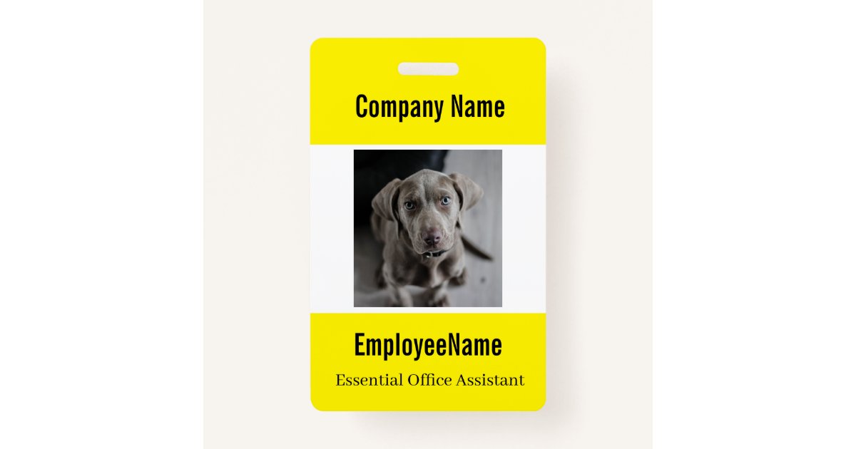 Custom Photo Employee ID Badge Template Yellow | Zazzle