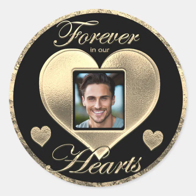 Custom Photo Memorial in Loving Memory Classic Round Sticker | Zazzle