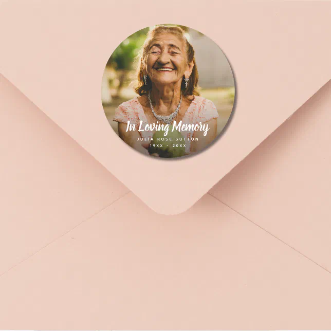 Custom Photo Memorial Tribute Funeral Death Classic Round Sticker | Zazzle