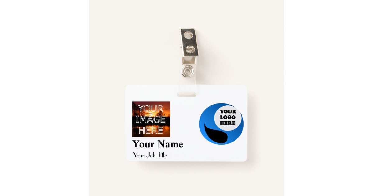 Custom Photo Name Badge Template ID Badge | Zazzle