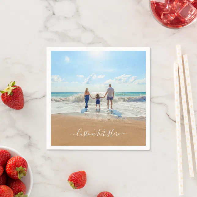 Custom Photo Napkins with Your Photos and Text | Zazzle
