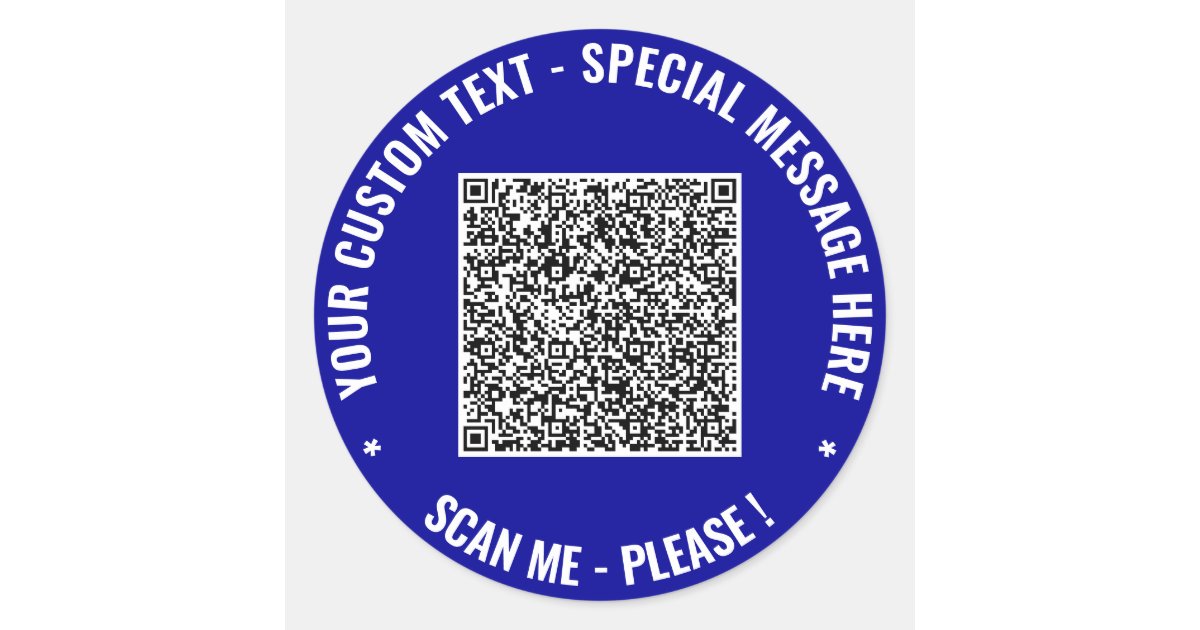 Custom QR Code Info and Text Sticker - Your Colour | Zazzle