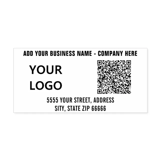 Custom QR Code Logo Name Address Self-inking Stamp | Zazzle