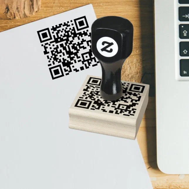 Custom QR code personalised scannable website url Rubber Stamp | Zazzle