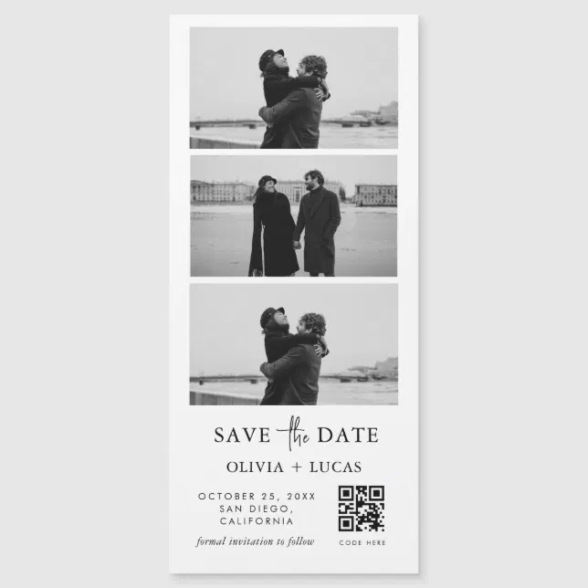 Custom QR Code Photo Strip Magnetic Wedding | Zazzle