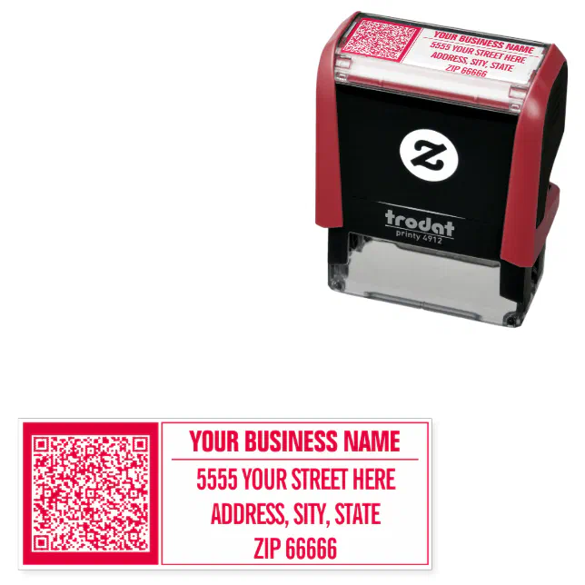 Custom QR Code Your Name Address Self-inking Stamp | Zazzle