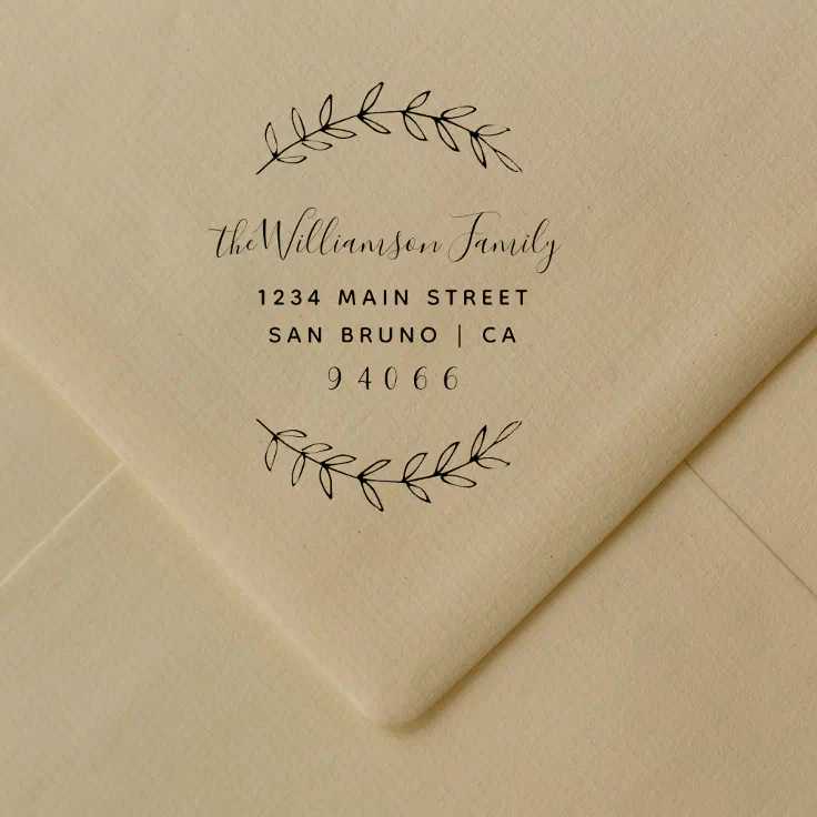 Custom Script Family Name Return Address Rubber Stamp | Zazzle