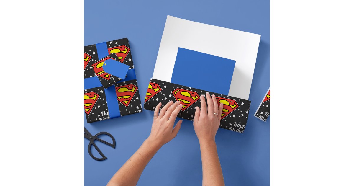 Custom Superman Logo Happy Birthday Wrapping Paper | Zazzle