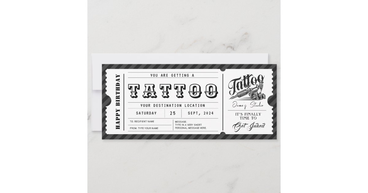 Custom Tattoo GiftCard Ticket Certificate Voucher Invitation | Zazzle