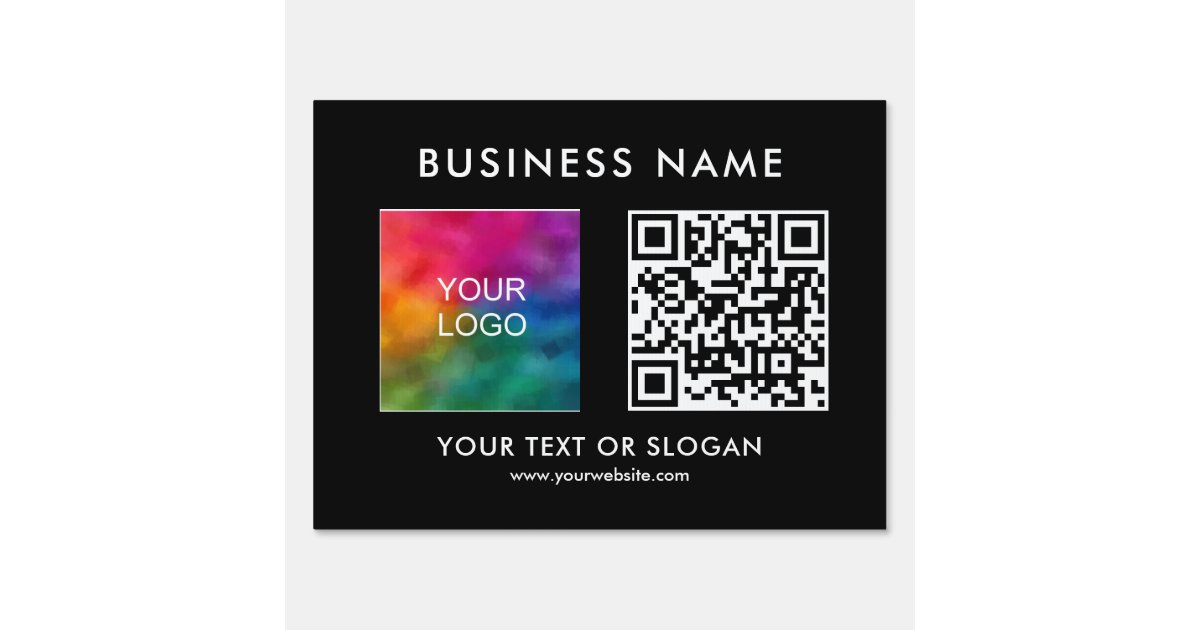 Custom Template Outdoor Company Logo QR Code Yard Garden Sign | Zazzle