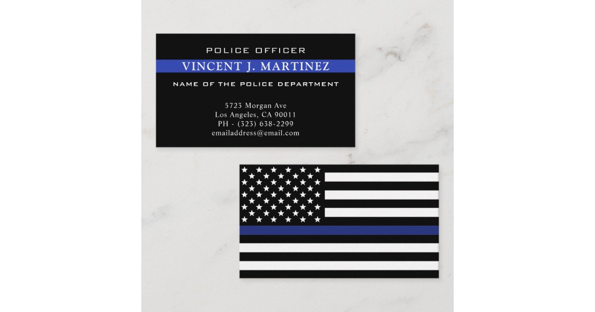 Custom Thin Blue Line Police Officer Police Dept Business Card | Zazzle