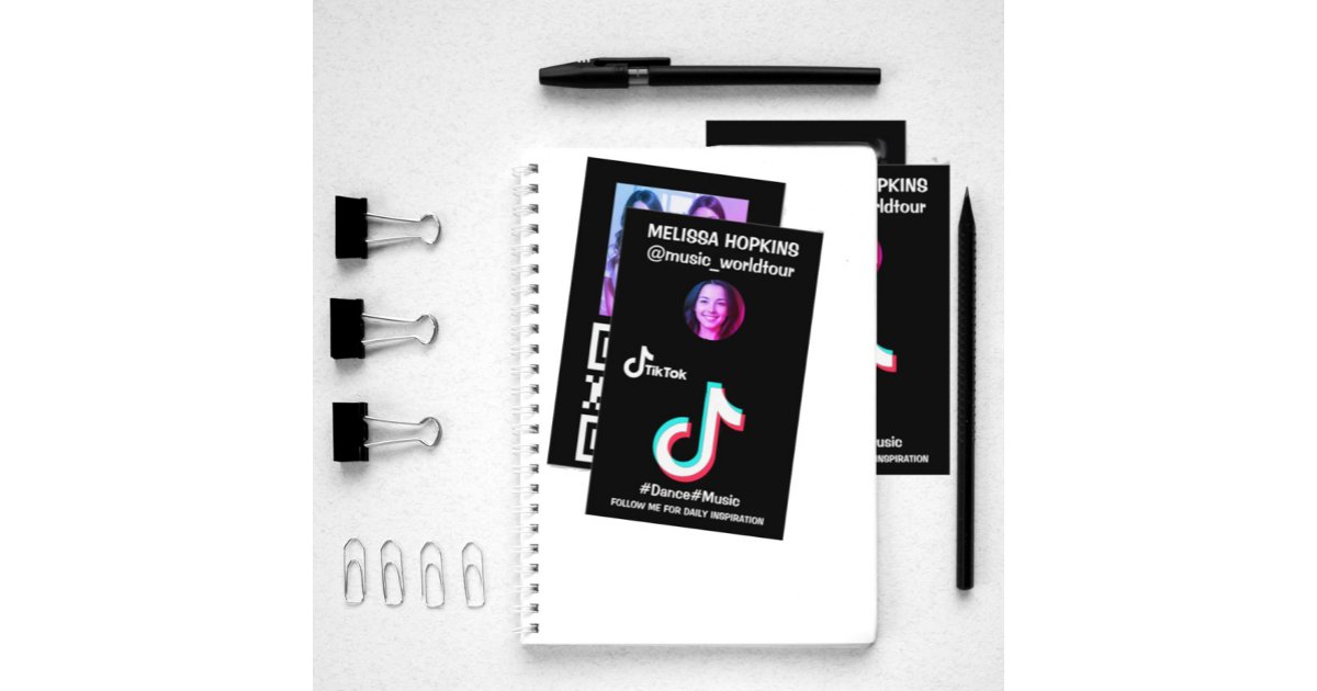 Custom tik tok logo profile picture and QR code Business Card | Zazzle
