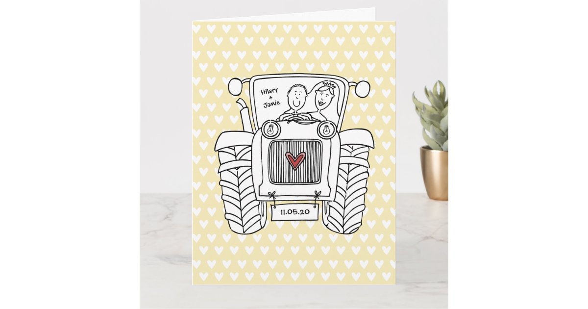 Custom Tractor Country Barn Rustic Wedding Card | Zazzle