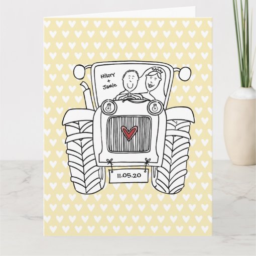 Custom Tractor Country Barn Rustic Wedding Card | Zazzle