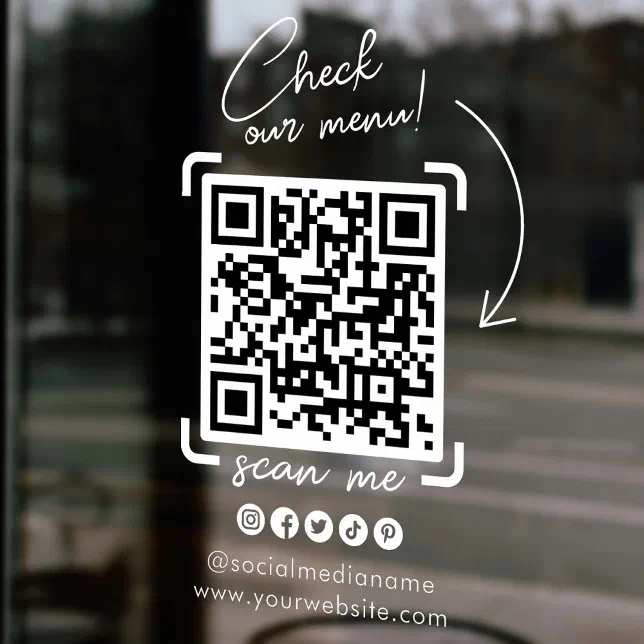 Custom Transparent Business QR Code Social Media Window Cling | Zazzle