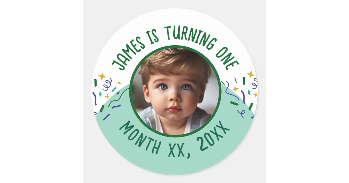 Custom Turning 1 for One-Year-Old Birthday Classic Round Sticker | Zazzle