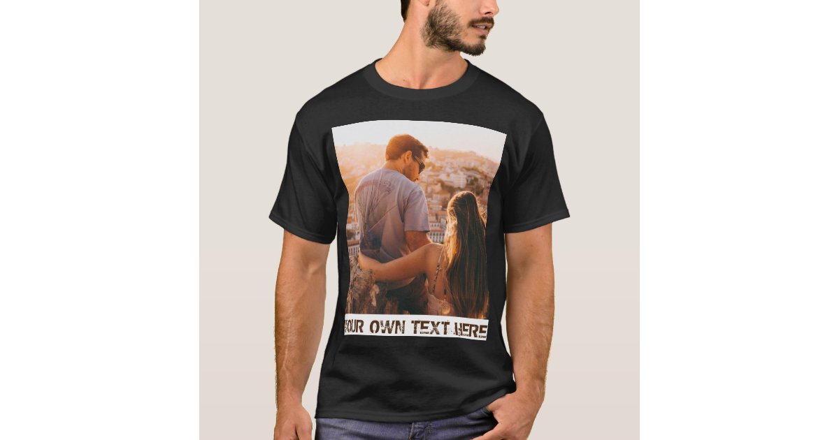 Custom vertical photo and text T-Shirt | Zazzle