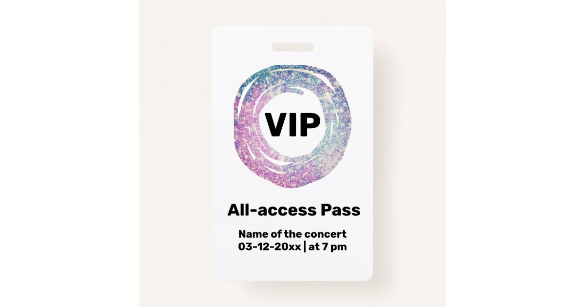 custom vip all access pass concert pass ID badge | Zazzle