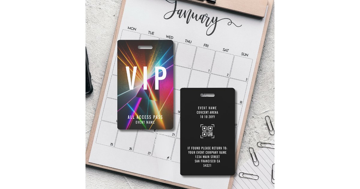 Custom VIP Concert Event All Access Pass QR Code ID Badge | Zazzle