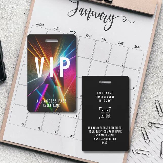 Custom VIP Concert Event All Access Pass QR Code ID Badge | Zazzle