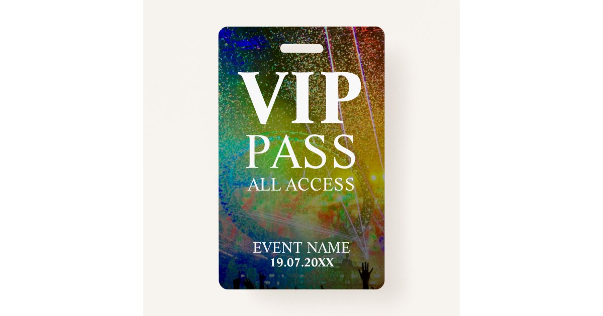 Custom VIP QR Code Event Confetti Badge ID Badge | Zazzle
