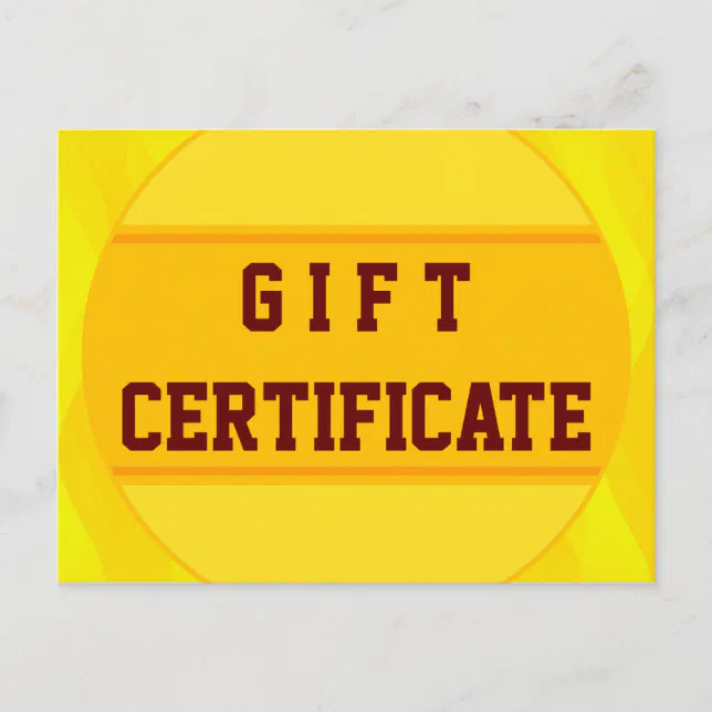 Custom your Gift Certificate with text & backgr. Postcard | Zazzle
