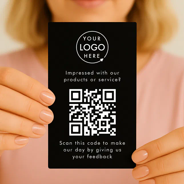 Customer Feedback | QR Code Black Business Review Business Card | Zazzle