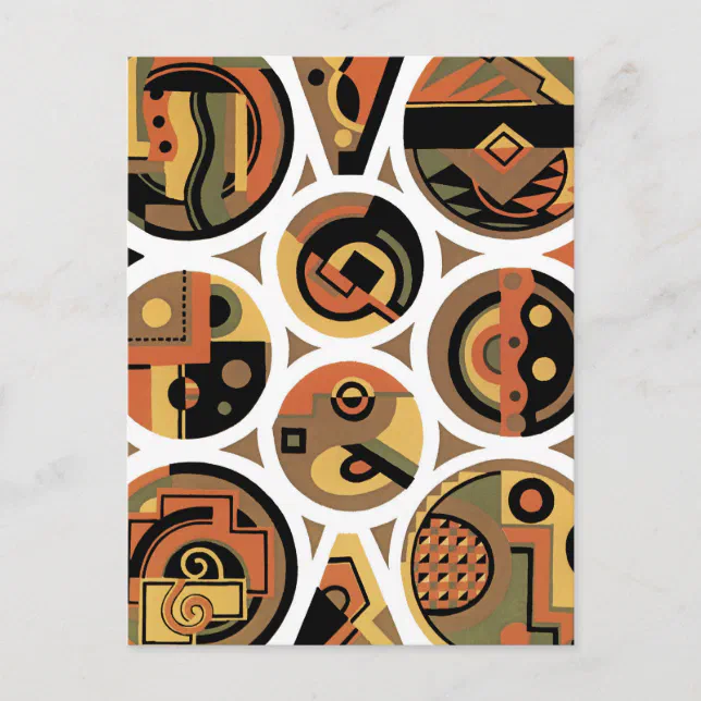 Customisable Art Deco Geometric Circle Abstract Postcard | Zazzle