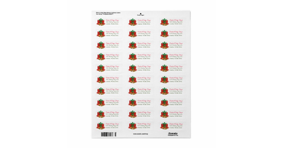 Customisable Christmass Bells Address Label | Zazzle