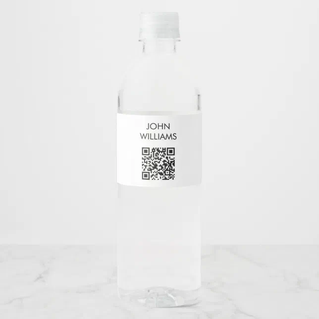 Customisable Company Exhibition Opening QR Code Water Bottle Label | Zazzle