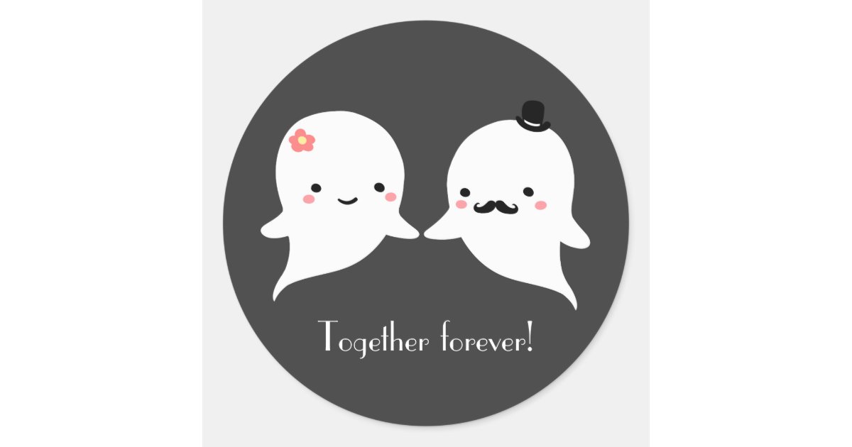 Customisable Cute Ghost Couple Classic Round Sticker | Zazzle
