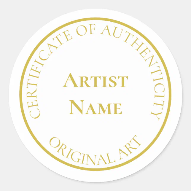 Customisable Gold Certificate of Authenticity Classic Round Sticker ...