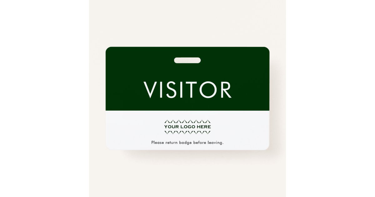 Customisable Green Company Logo Visitor ID Badge | Zazzle