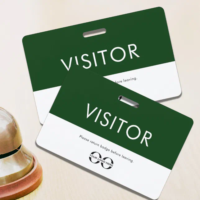 Customisable Green Company Logo Visitor ID Badge | Zazzle