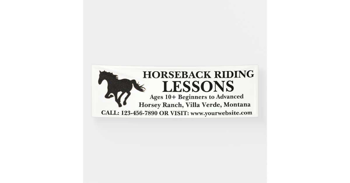 Customisable horseback riding lessons banner sign | Zazzle