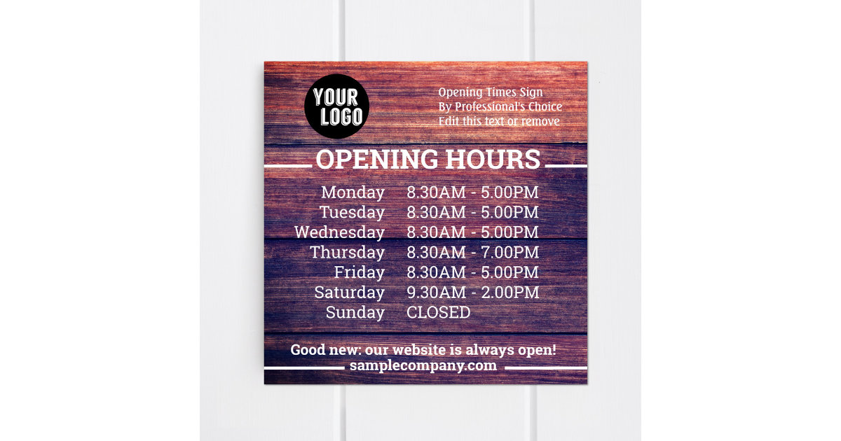 Customisable Logo And Text Business Opening Hours Poster | Zazzle