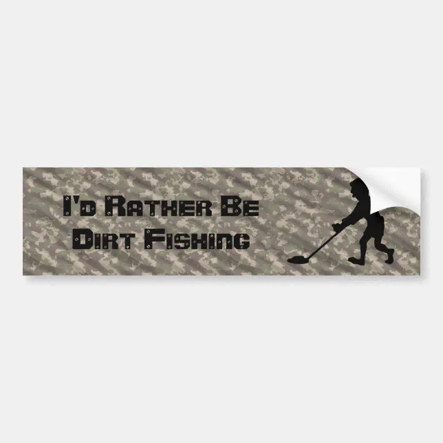 Customisable Man Metal Detecting Silhouette Bumper Sticker | Zazzle
