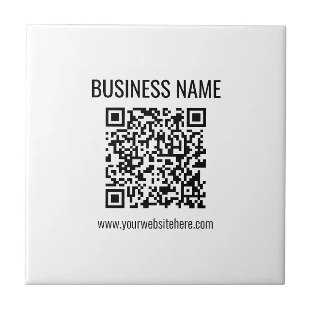 Customisable QR code & Business Name Tile | Zazzle